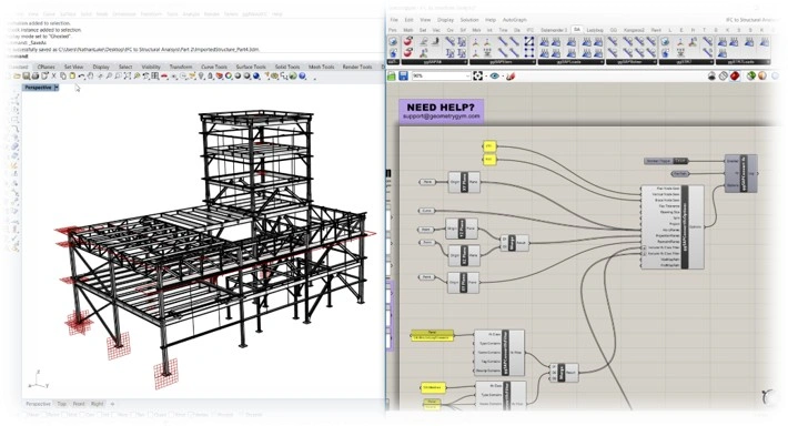 Parametric structural analysis model in Rhino and Grasshopper with visual scripting for automation
